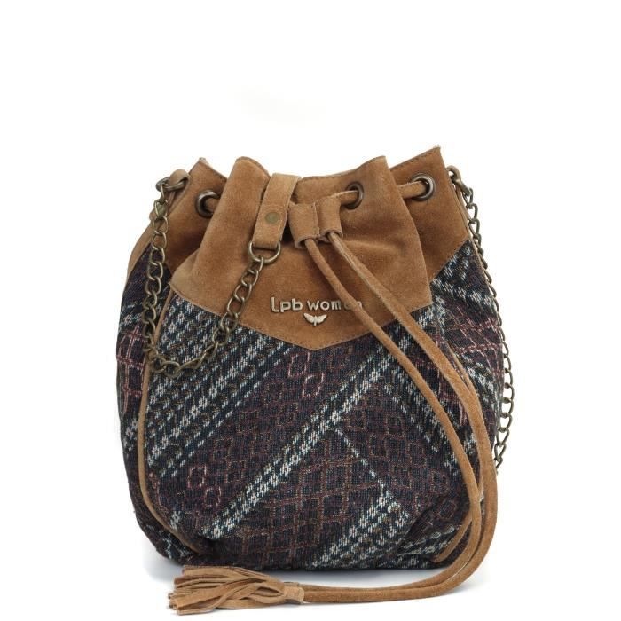 LPB WOMAN - Sac Bourse en Cuir et Toile Imprimé Daman Inspiration ...