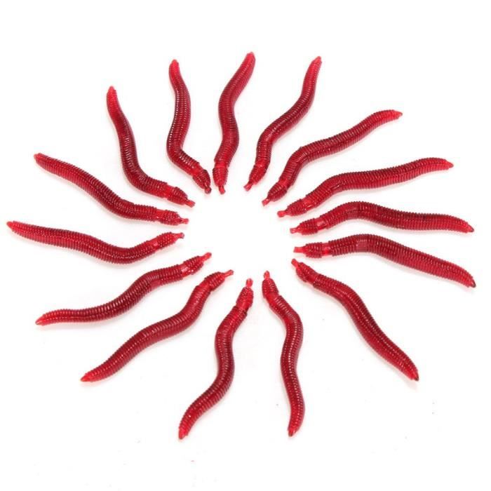 80pcs Ver de terre leurres de pêche souple silicone poisson vacillant ...