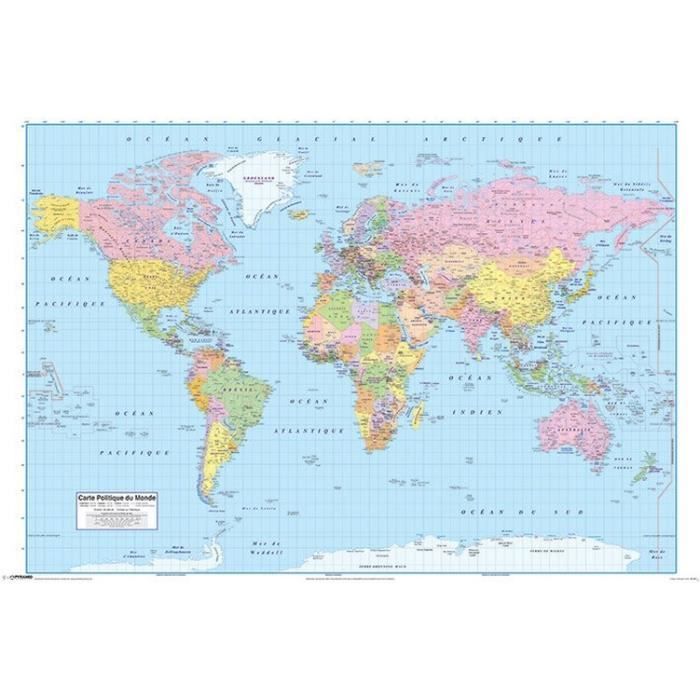 Carte Du Monde en Français - 61x91,5cm - AFFICHE - POSTER - Achat ...