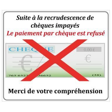 Chèque refusé 130 x 100 mm - Achat / Vente tableau de tarifs Chèque ...