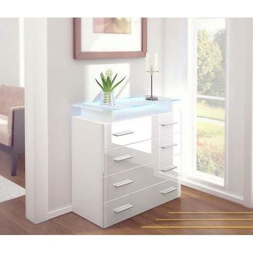 commode verre blanc