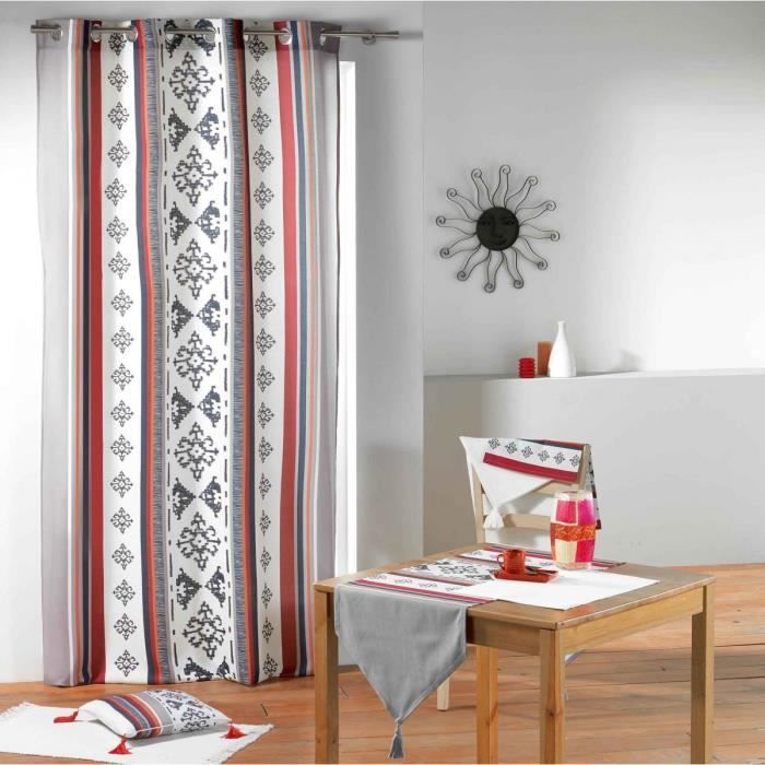 Double rideaux rouge et gris - Achat / Vente pas cher