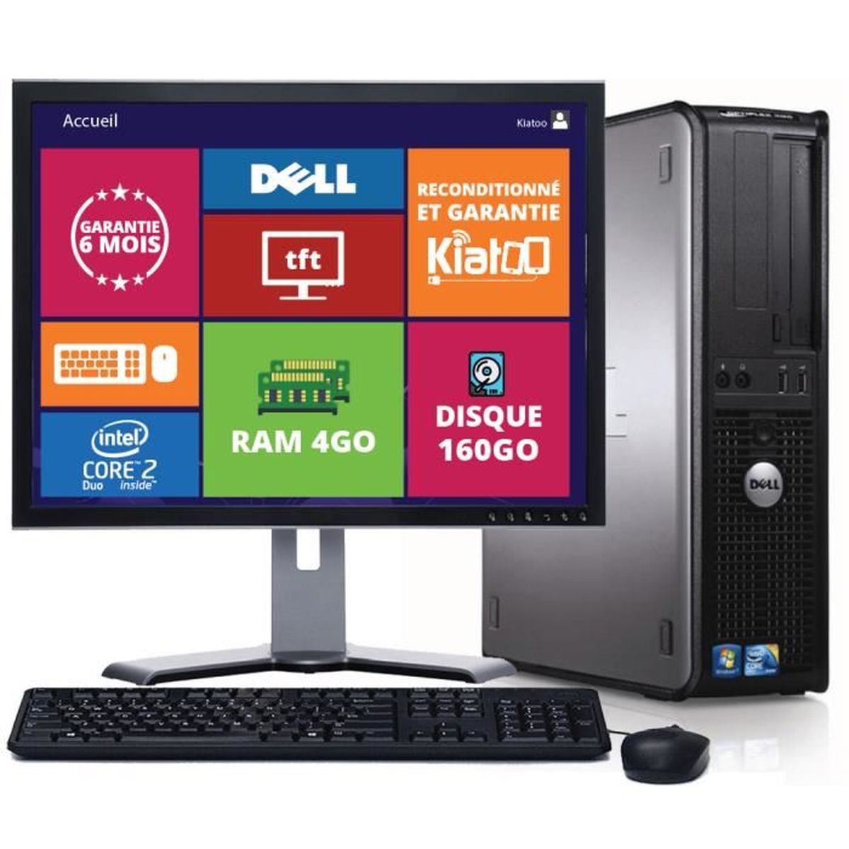 ordinateur de bureau dell optiplex 380 core 2 duo pc reconditionné 4go ...