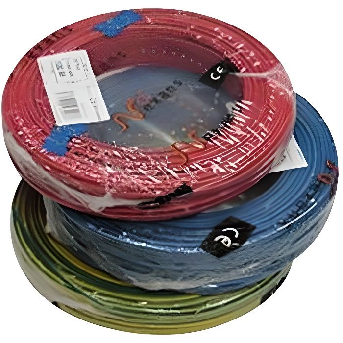 Fil électrique rigide bobine 100m 1.5mm2 bleu - Achat / Vente câble ...