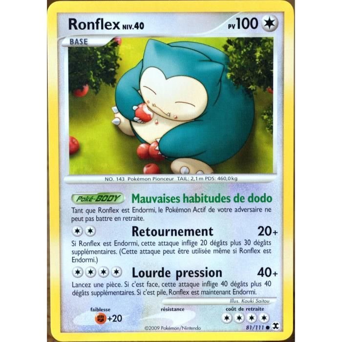 Carte pokemon ronflex - Achat / Vente jeux et jouets pas chers