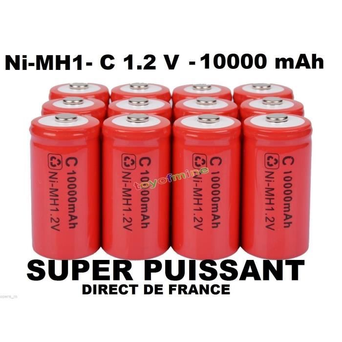 Lot de 4 Piles C R14 LR14 10000mAh Rechargeable 1.2V Ni-Mh Accu DIRECT ...