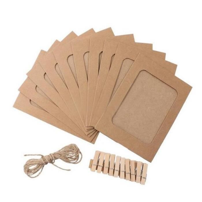 Kit x10 Cadres Photo en Carton x10 Epingles et x1 ficelle Accessoire ...