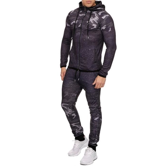 Ensemble jogging homme camouflage Survêt 934 noir Noir Noir - Achat ...
