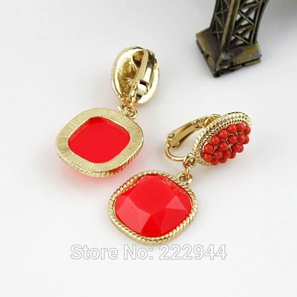 BOUCLES D OREILLES ROUGE A CLIP - Achat / Vente boucle d'oreille ...