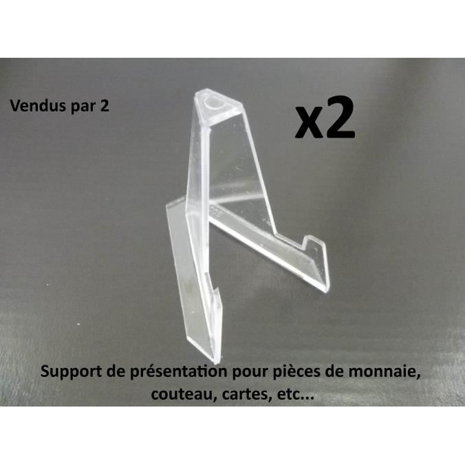 Lot de 2 supports acrylique plexiglas pour collection pièce / couteau ...