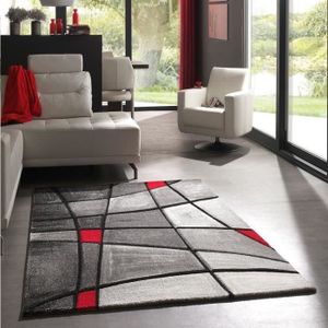 Tapis salon rouge et gris - Achat / Vente Tapis salon rouge et gris pas ...