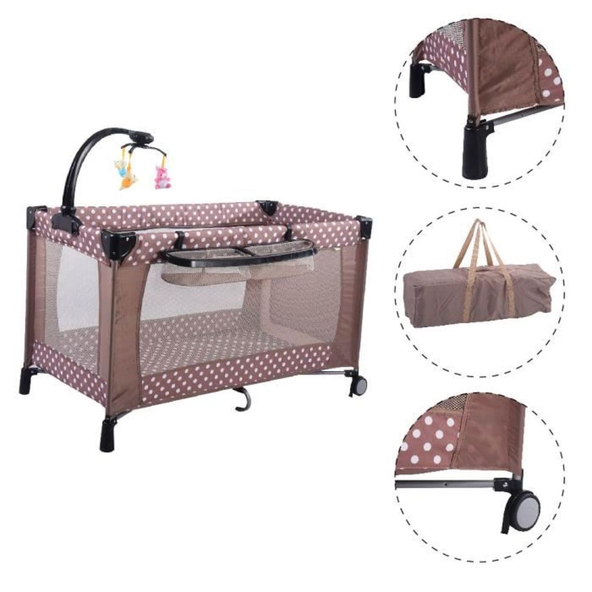 Lit bébé pliant Parc pour bébé Parapluie avec accessoires matelas lit ...