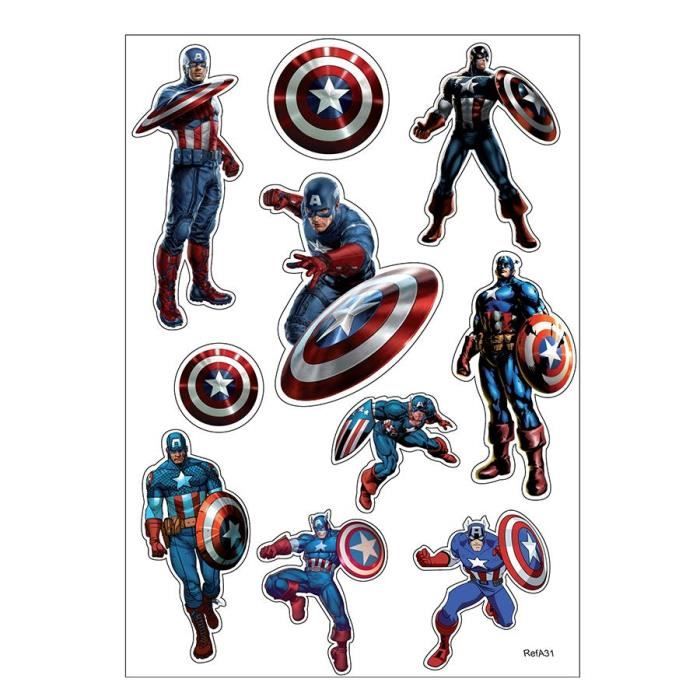 Planche format A4 de stickers captain america - Achat / Vente stickers ...