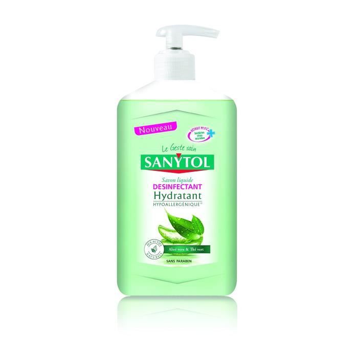 Sanytol Savon Désinfectant Peaux Sensibles Thé Vert et Aloé Véra 250 ml ...