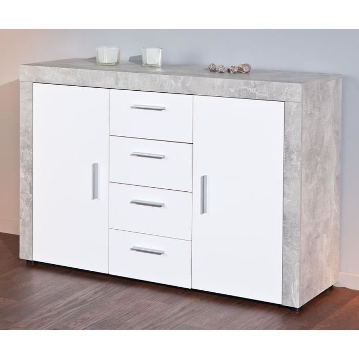 Bahut 2 portes + 4 tiroirs Bicolore BETON 3-3 - Achat / Vente buffet ...