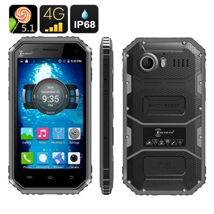 Telephone smartphone etanche anti choc IP68, Double carte SIM, 4G ...