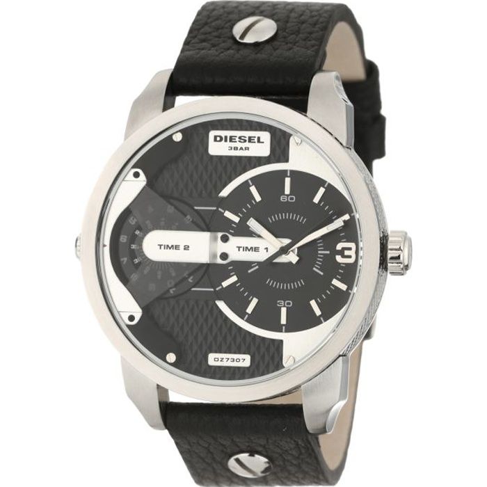 montre diesel bracelet cuir noir
