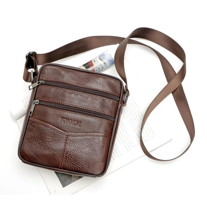 Sacoche Cuir 2016 Sac a main homme Retro Marron marron - Achat / Vente ...
