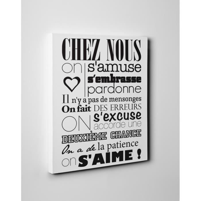 Tableau (15x20 cm) Chez Nous - On s'aime - Blanc/Noir - Achat / Vente tableau - toile - Soldes ...