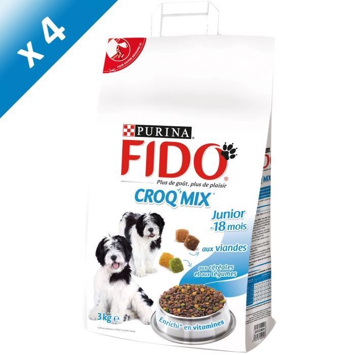 FIDO CROQ MIX Junior croquettes pour chiot - 3KG (x4) - Pour chiots ...